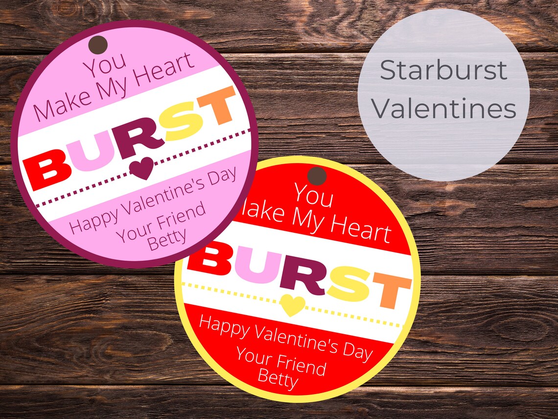 Starburst Valentine, Printable and Editable Digital Download (print ...