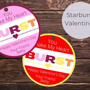 Starburst Valentine, Printable and Editable Digital Download (print ...