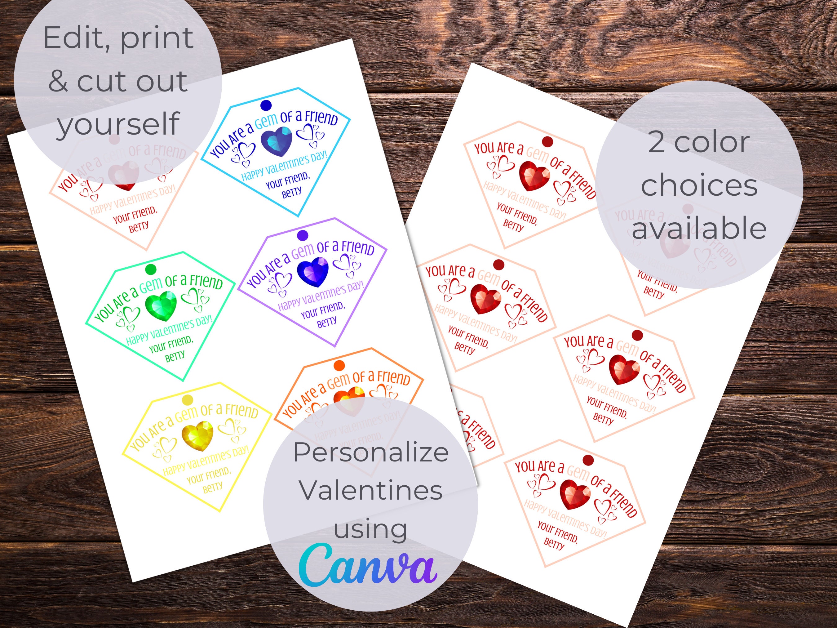 Ring Pop Valentine, Printable and Editable Digital Download (print ...