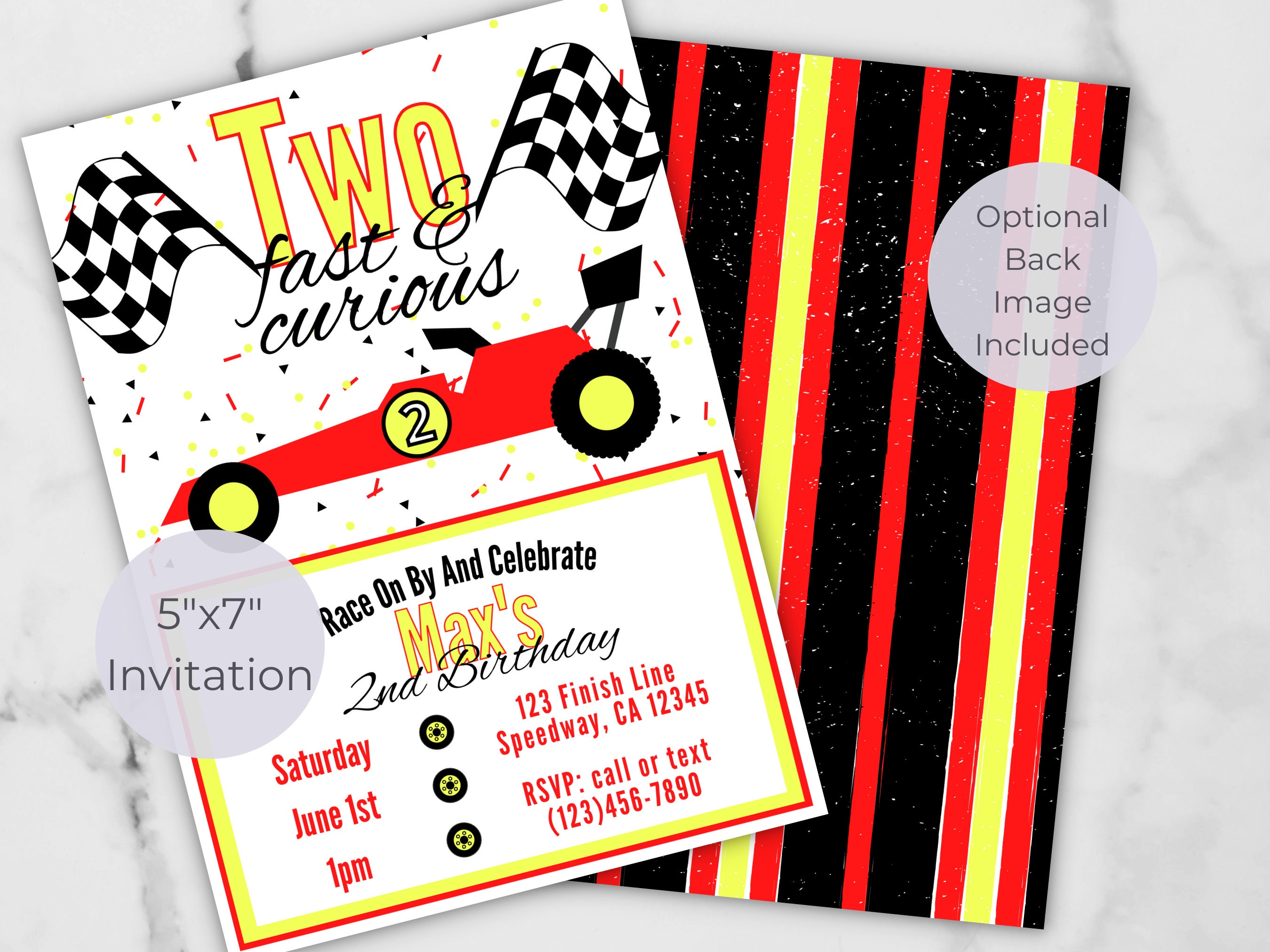 2 Fast & Curious Birthday Invitation, Race Car Invite, Printable ...