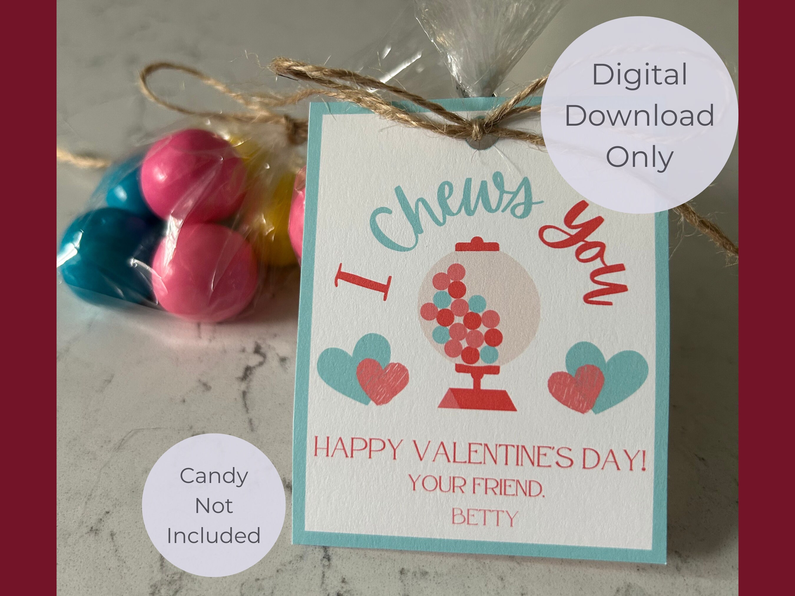 Bubblegum Valentine, Printable and Editable Digital Download print ...