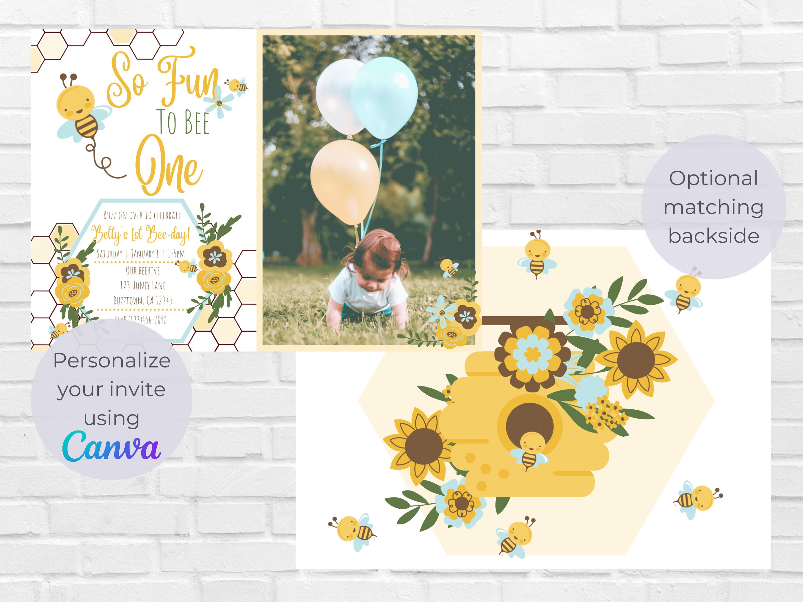 So Fun to Bee One Photo Invitation, Happy Bee Day Photo Invitation ...