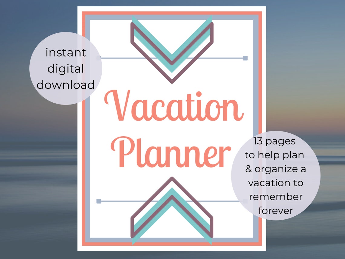 Vacation Planner, Printable Planner, Instant Download, Vacation ...