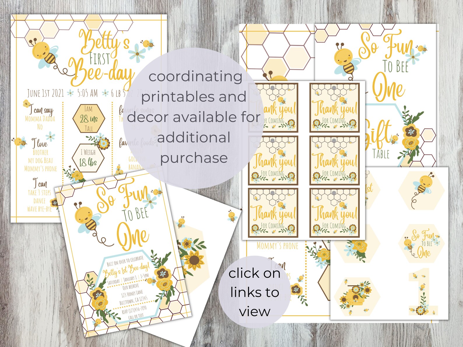 So Fun to Bee One Birthday Party Decoration Packet, First Bee-day, Bee ...