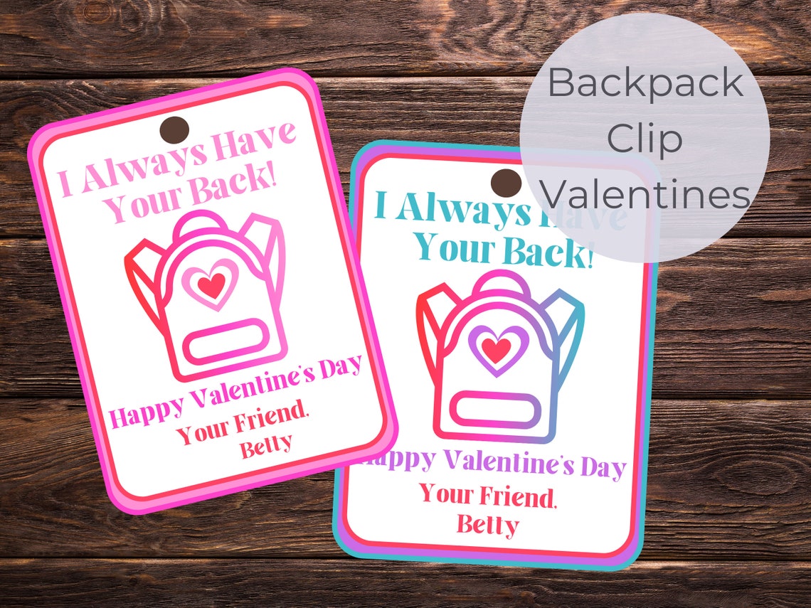 Backpack Clip Valentine, Printable and Editable Digital Download (print ...