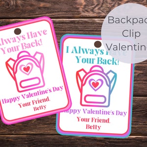 Backpack Clip Valentine, Printable and Editable Digital Download (print ...