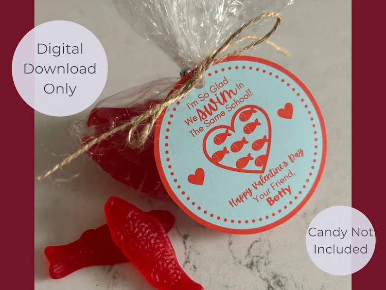 Swedish Fish Valentine, Printable and Editable Digital Download (print ...