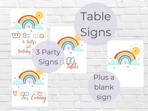 Blank Printable Rainbow Birthday Signs