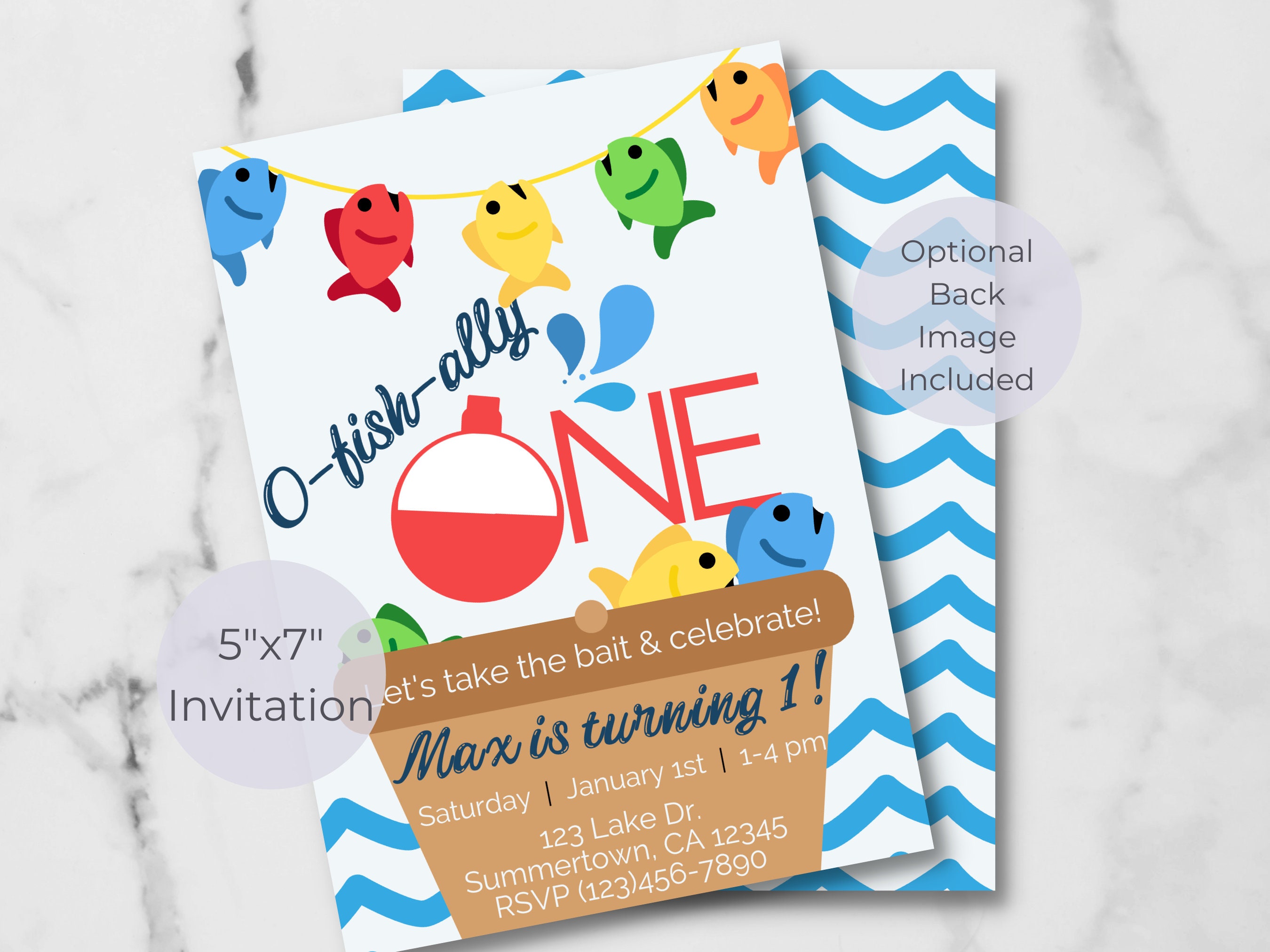 O-fish-ally One Birthday Invitation , First Birthday Party, Boy's ...