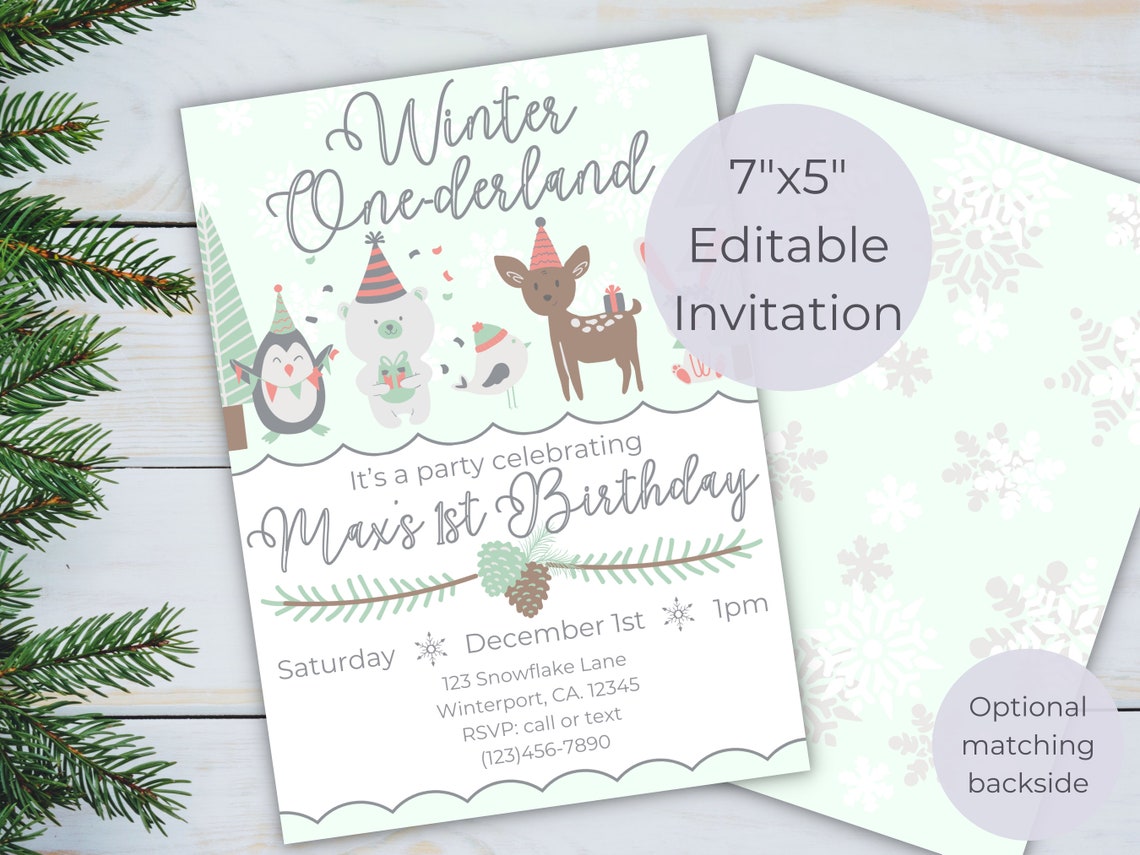 Winter One-derland Birthday Invitation, 1st Birthday Party Invitation ...