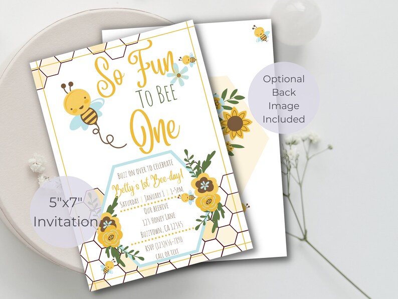 So Fun to Bee One Birthday Party Invitation, First Bee-day, First ...