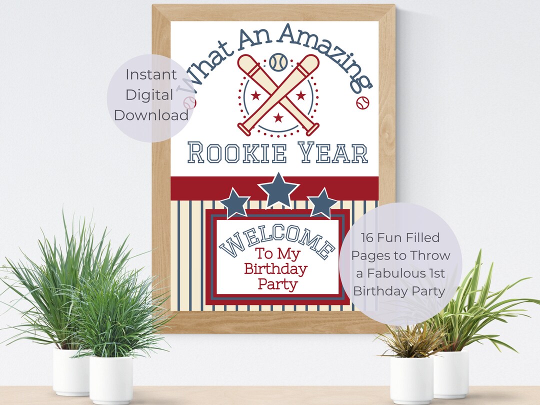Rookie Year First Birthday Party Decoration Packet, Boy's Vintage ...