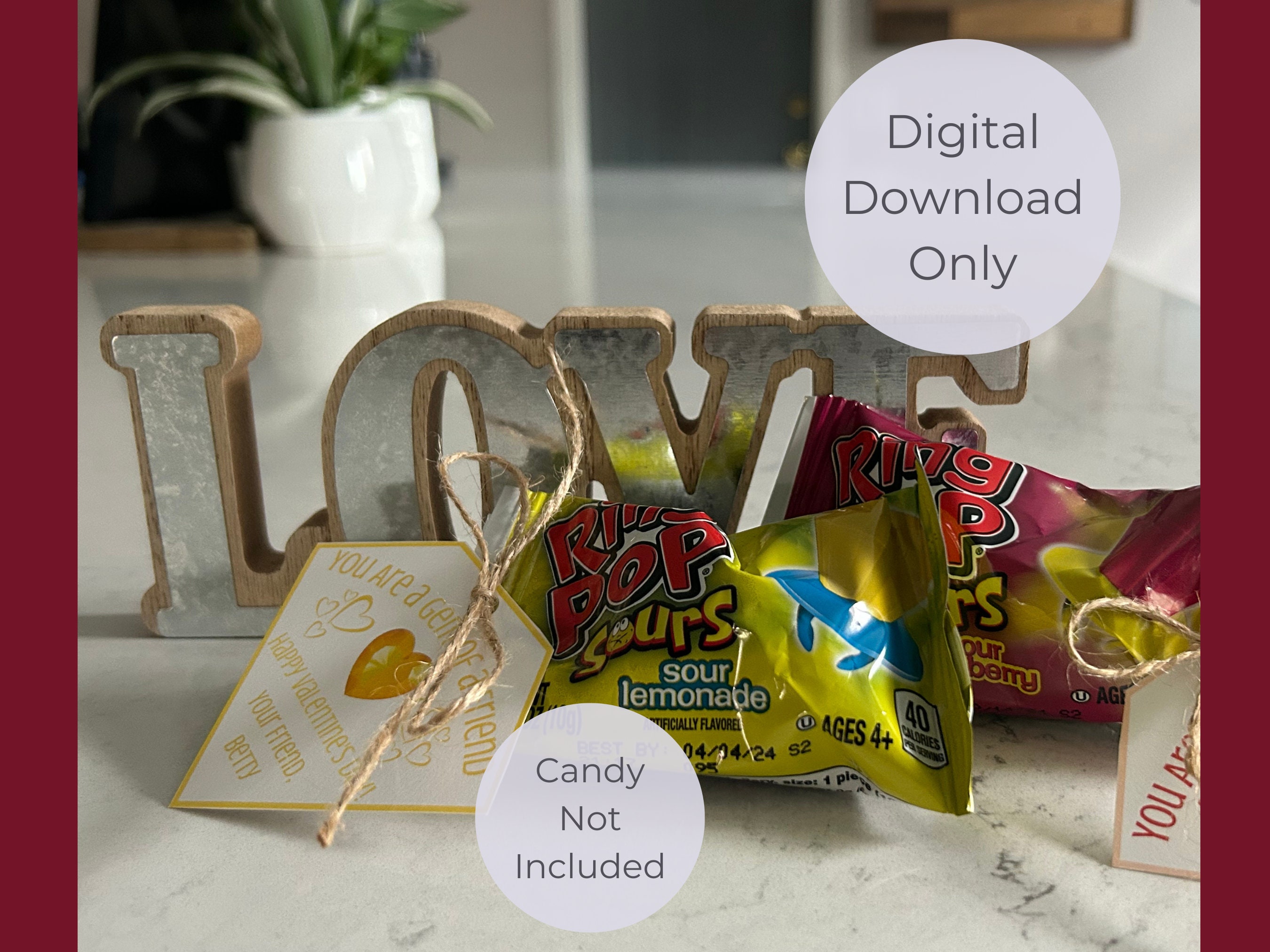 Ring Pop Valentine, Printable and Editable Digital Download (print ...