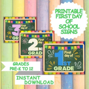 PRINTABLE Kids First Day of School Signs! | Pre-k Through 12th Grade ...