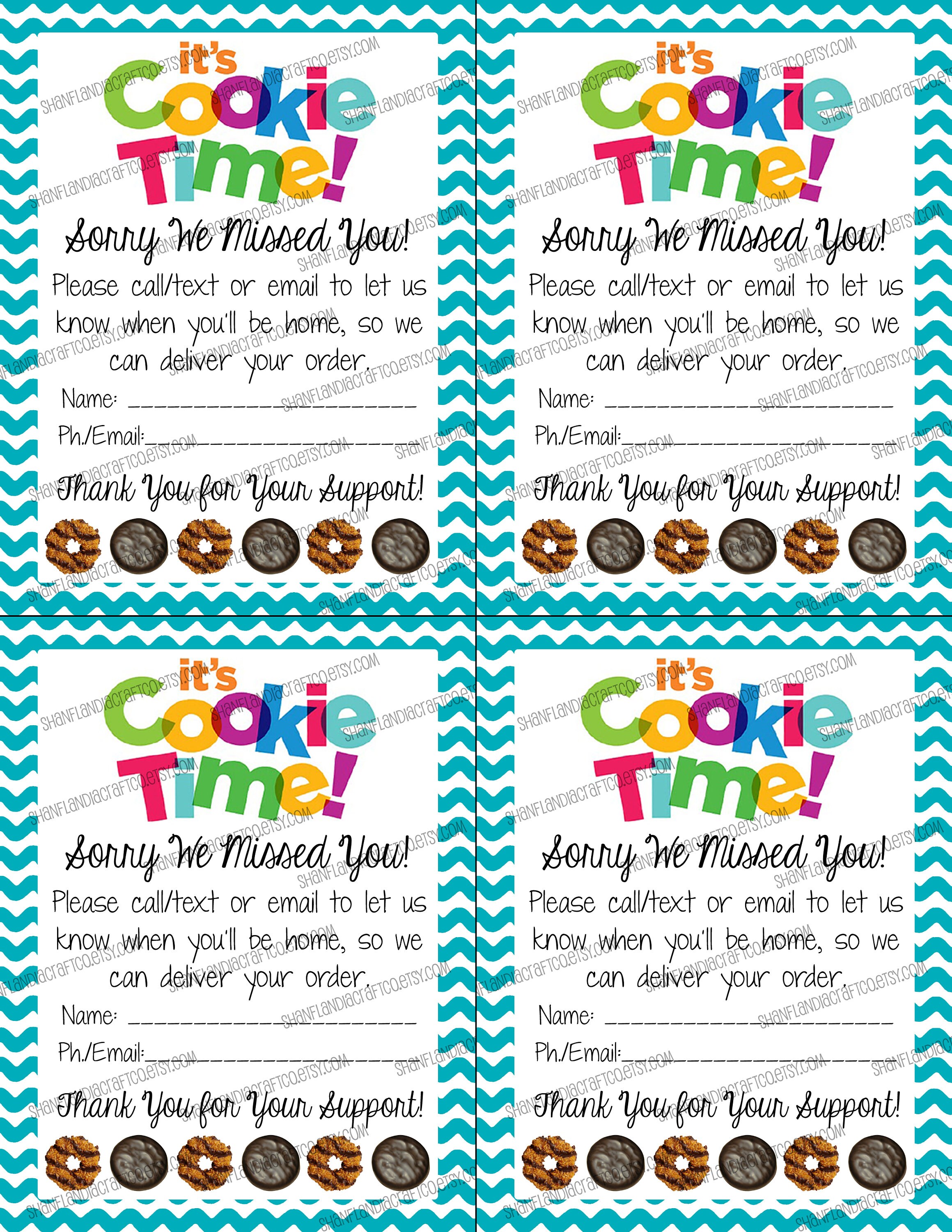 PRINTABLE Girl Scout Cookie Time Delivery Notice - Blue Wave | Sorry We ...