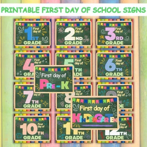PRINTABLE Kids First Day of School Signs Pre-k Through 12th Grade ...