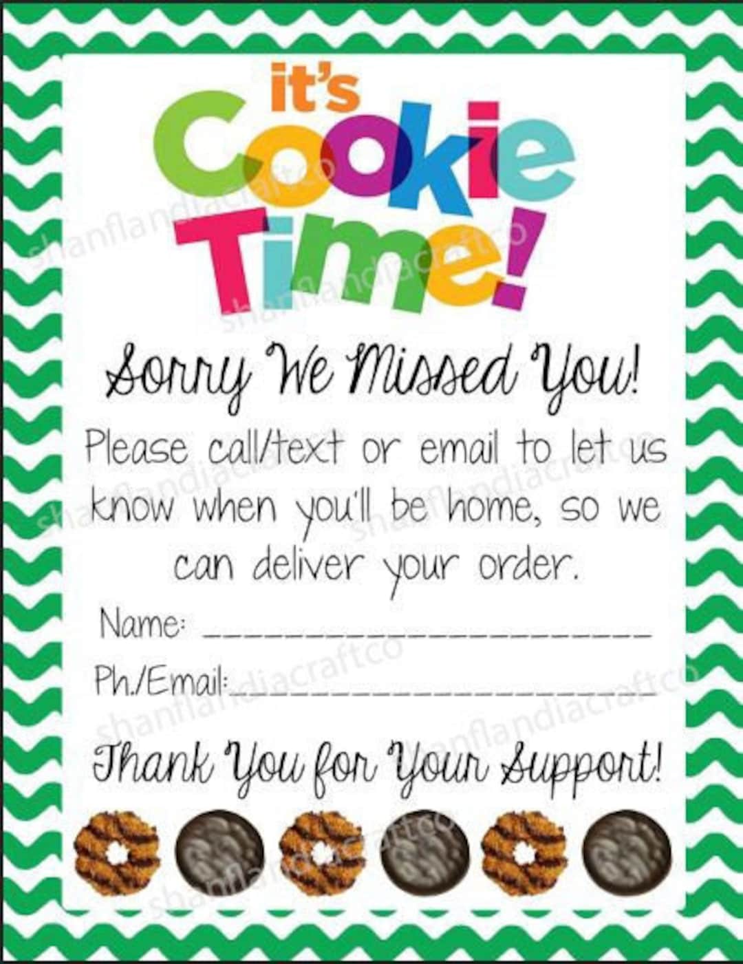 PRINTABLE Girl Scout Cookie Time Delivery Notice | Sorry We Missed You ...