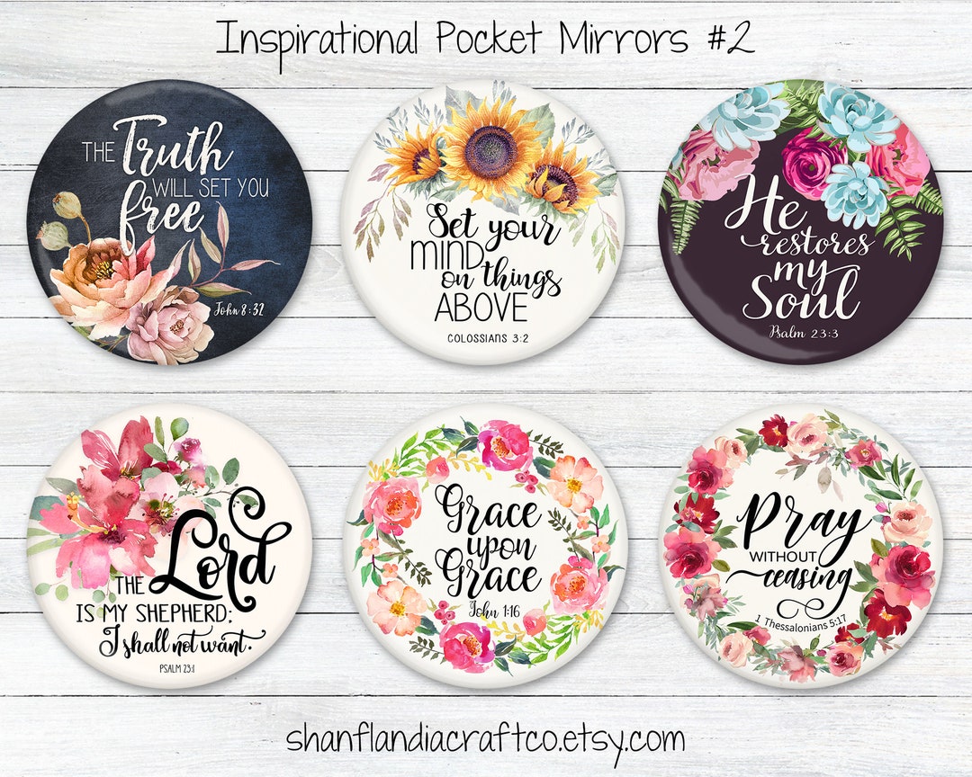 Inspirational Bible Verse Pocket Mirror: Christian Floral Quotes - Etsy
