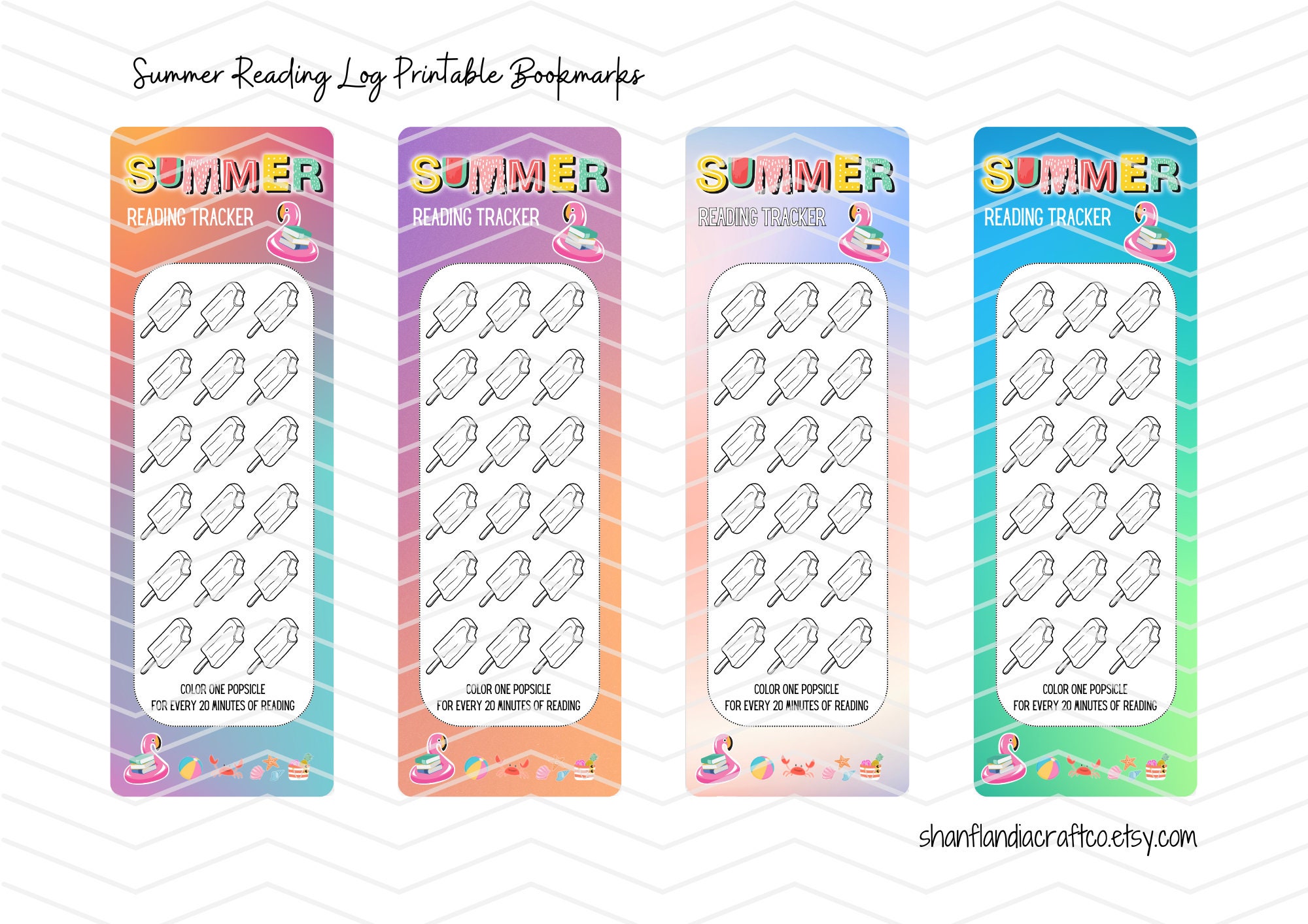 PRINTABLE Summer Fun Reading Tracker Bookmarks Color Your Own Book ...