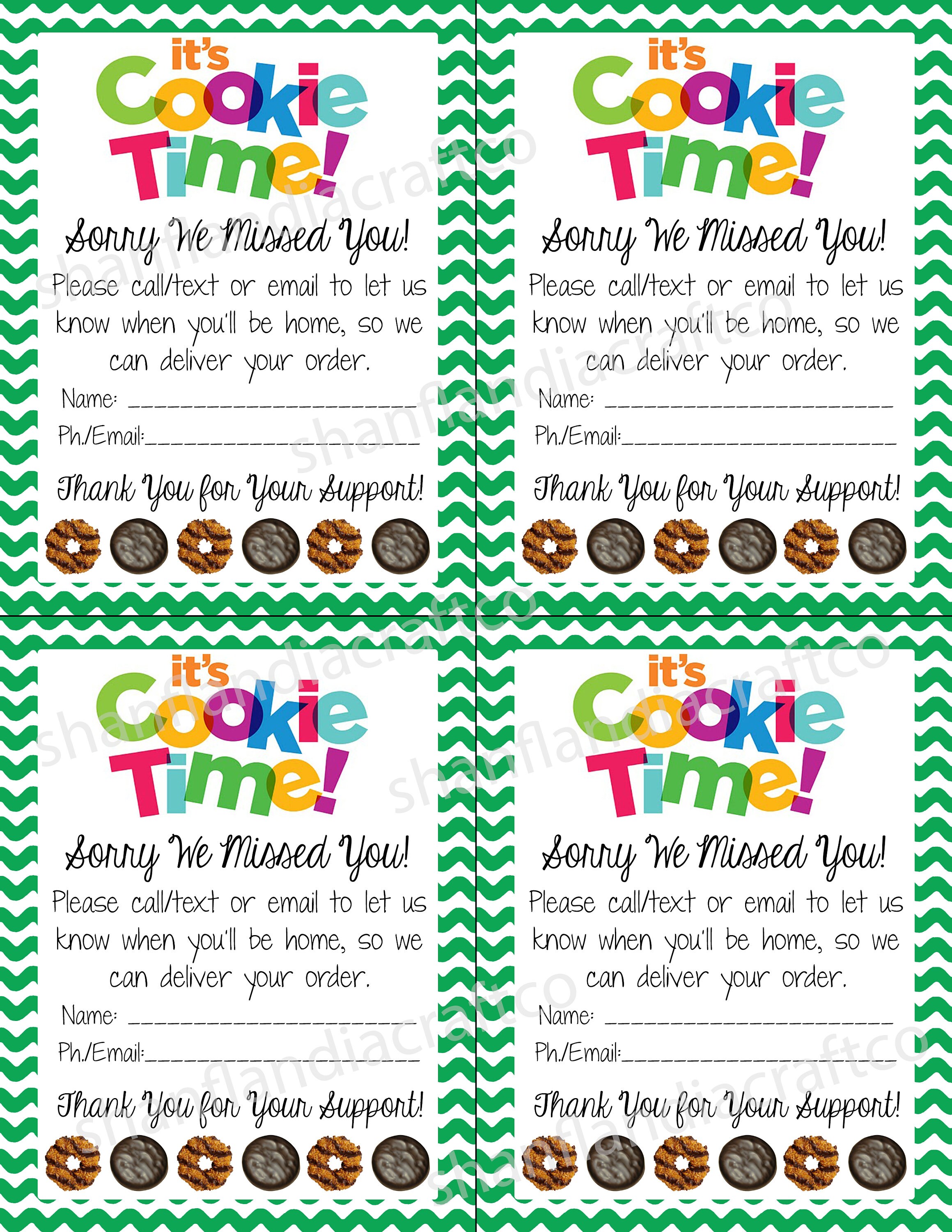PRINTABLE Girl Scout Cookie Time Delivery Notice | Sorry We Missed You ...