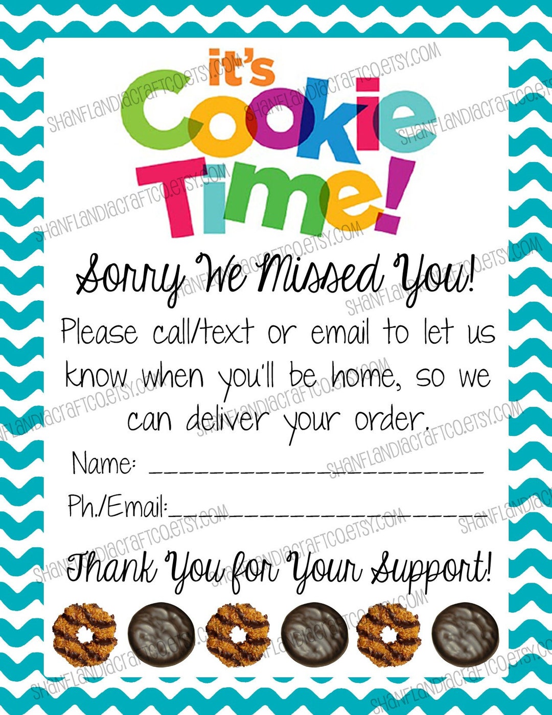 PRINTABLE Girl Scout Cookie Time Delivery Notice - Blue Wave | Sorry We ...