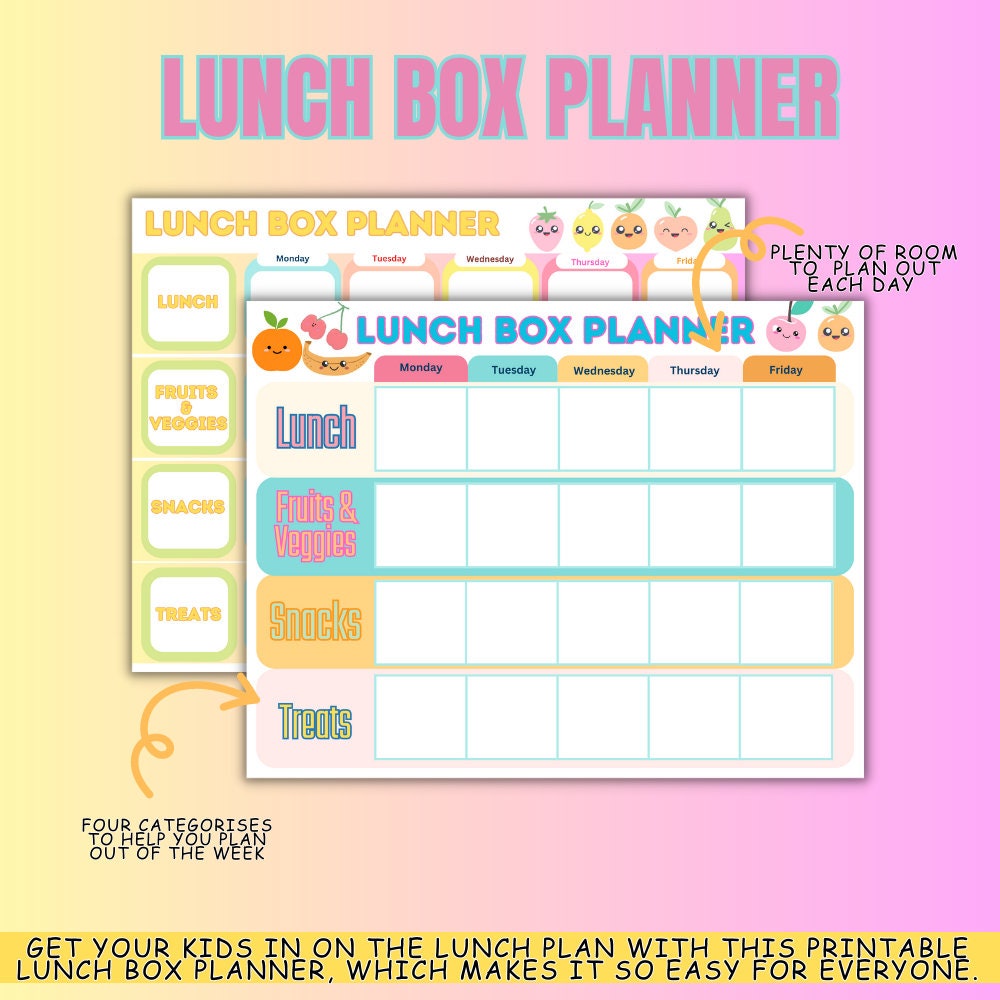PRINTABLE Kids Lunch Box Bundle for Back to School Includes - Etsy