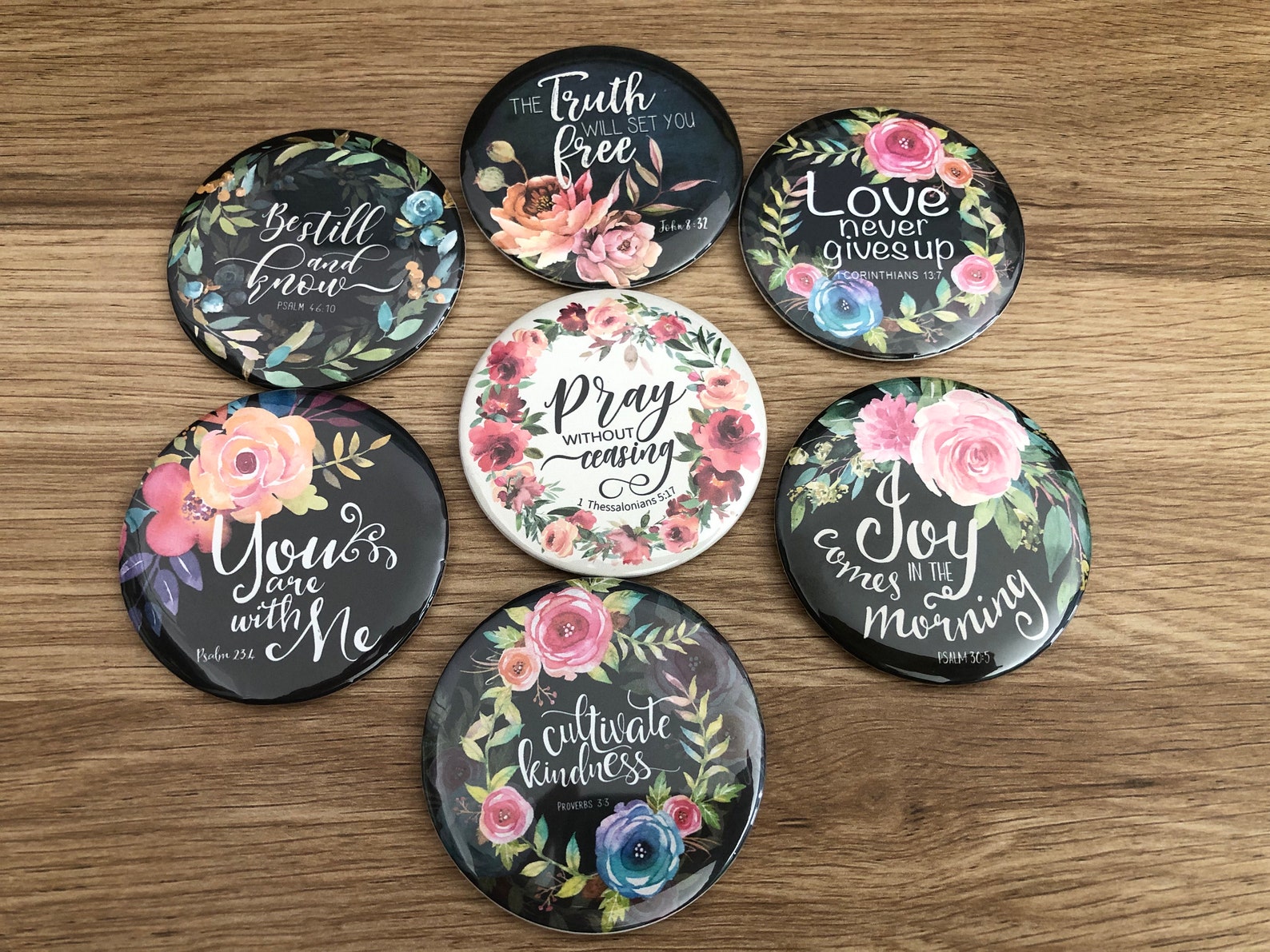 Floral Bible Verse Refrigerator Magnets: Christian Gift Set (3 Inch) - Etsy