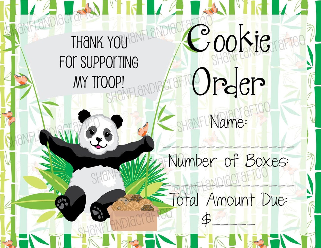 PRINTABLE Girl Scout Cookie Order Receipt | 2025 Panda Mascot | Instant ...