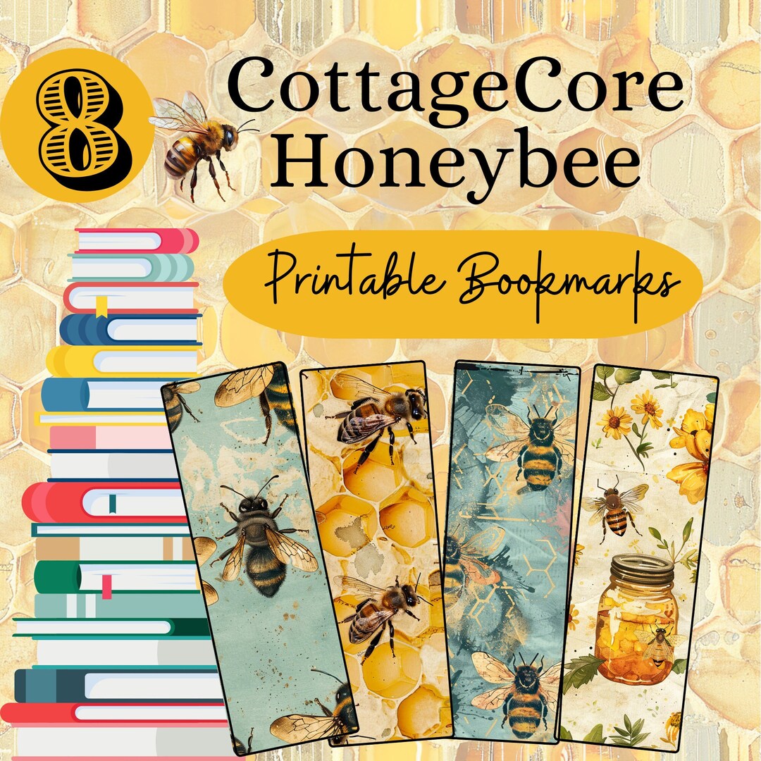 Cottagecore Honeybee Bookmarks: Set of 8 Printable Designs (PDF) - Etsy