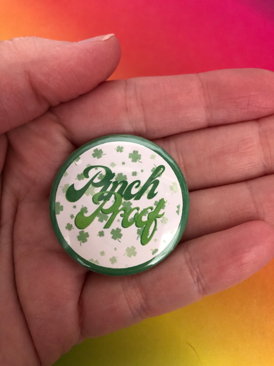 Pinch Proof St Patricks Day Lapel Pin, Button Green Shamrocks Pin-back ...