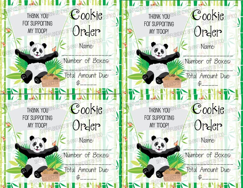 PRINTABLE Girl Scout Cookie Order Receipt | 2025 Panda Mascot | Instant ...