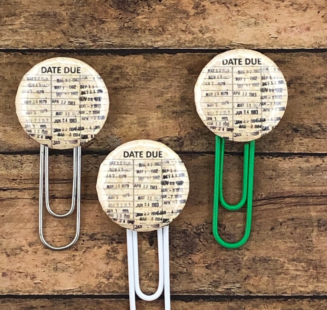 Library Card Date Due Paper Clips, Set of Three | Planner, Notebook ...
