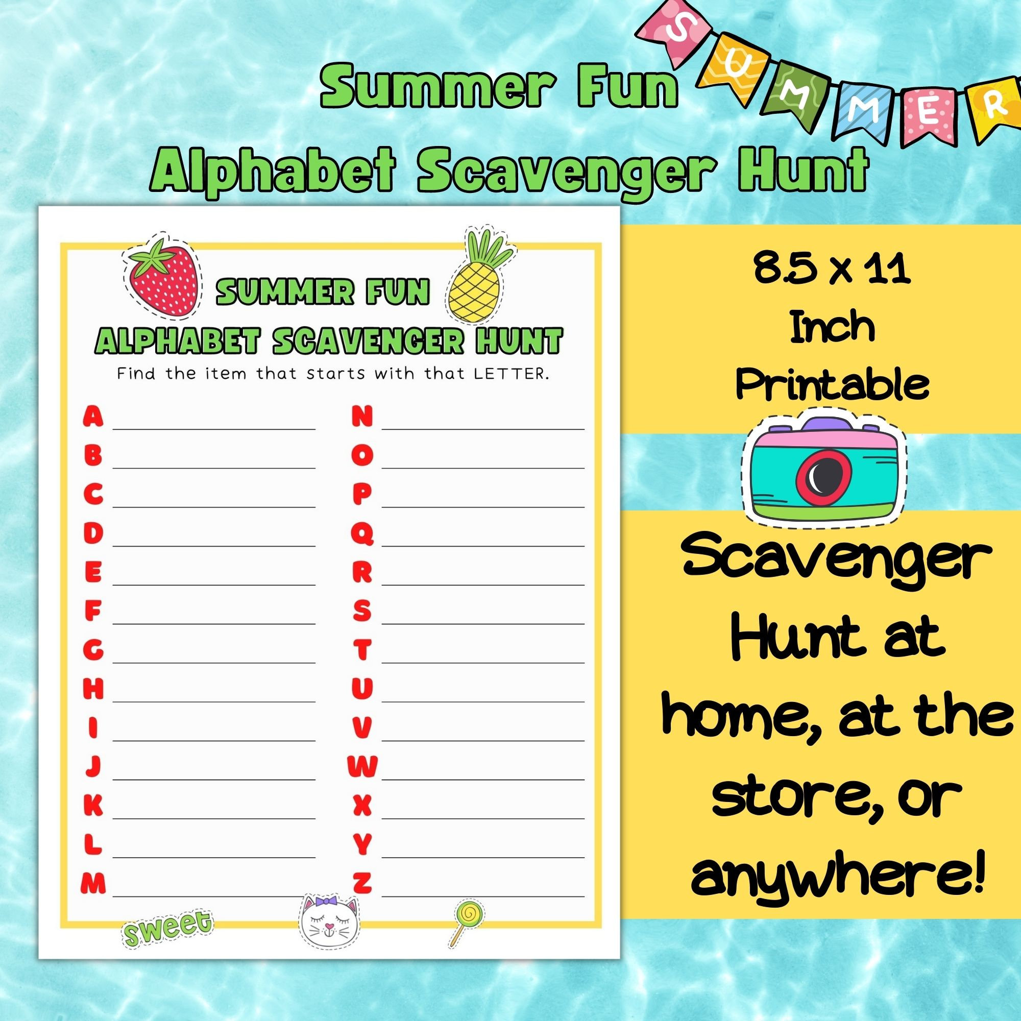 Summer Fun A-Z Alphabet SCAVENGER HUNT! Fun for the Kids/teens! for ...