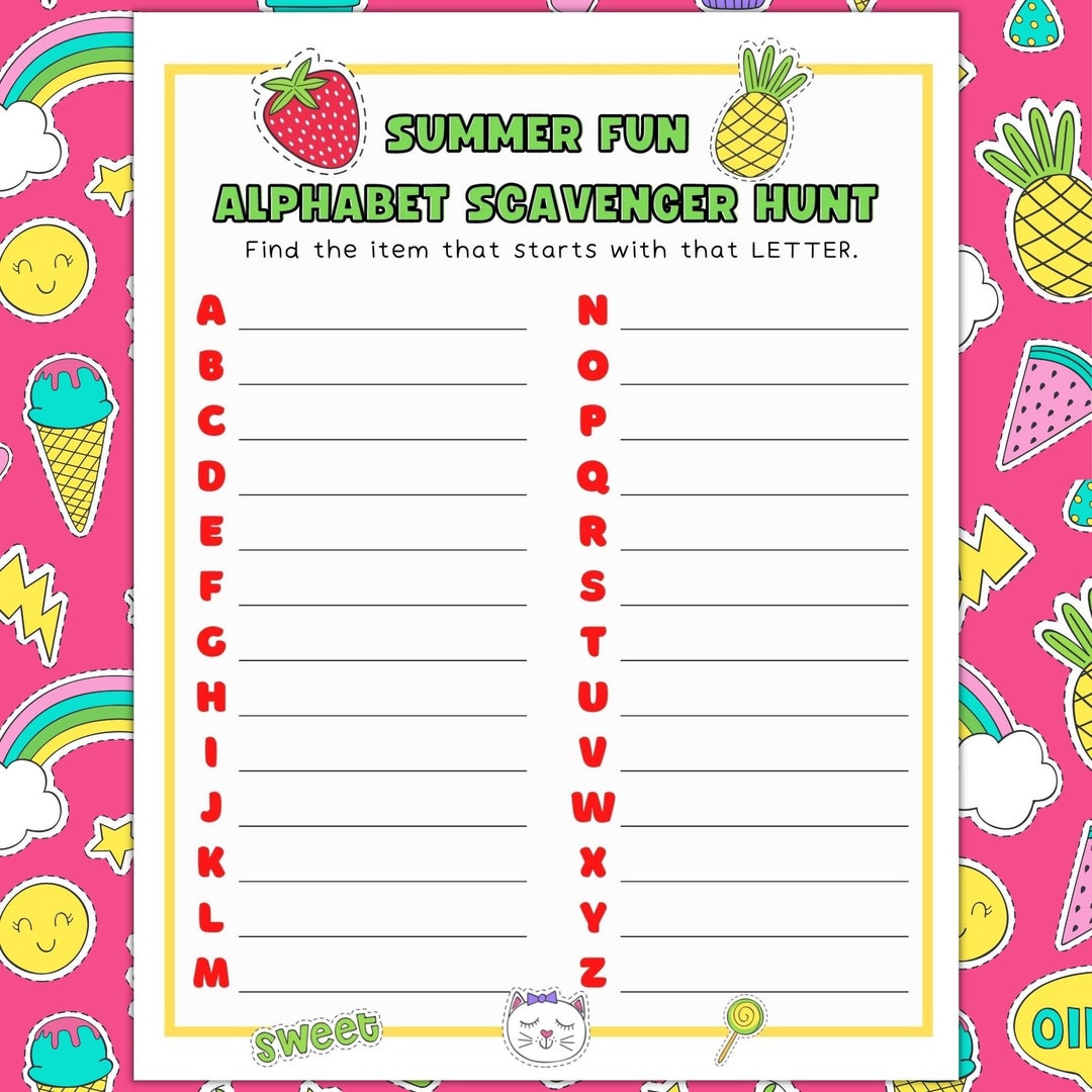 Summer Fun A-Z Alphabet SCAVENGER HUNT! Fun for the Kids/teens! for ...