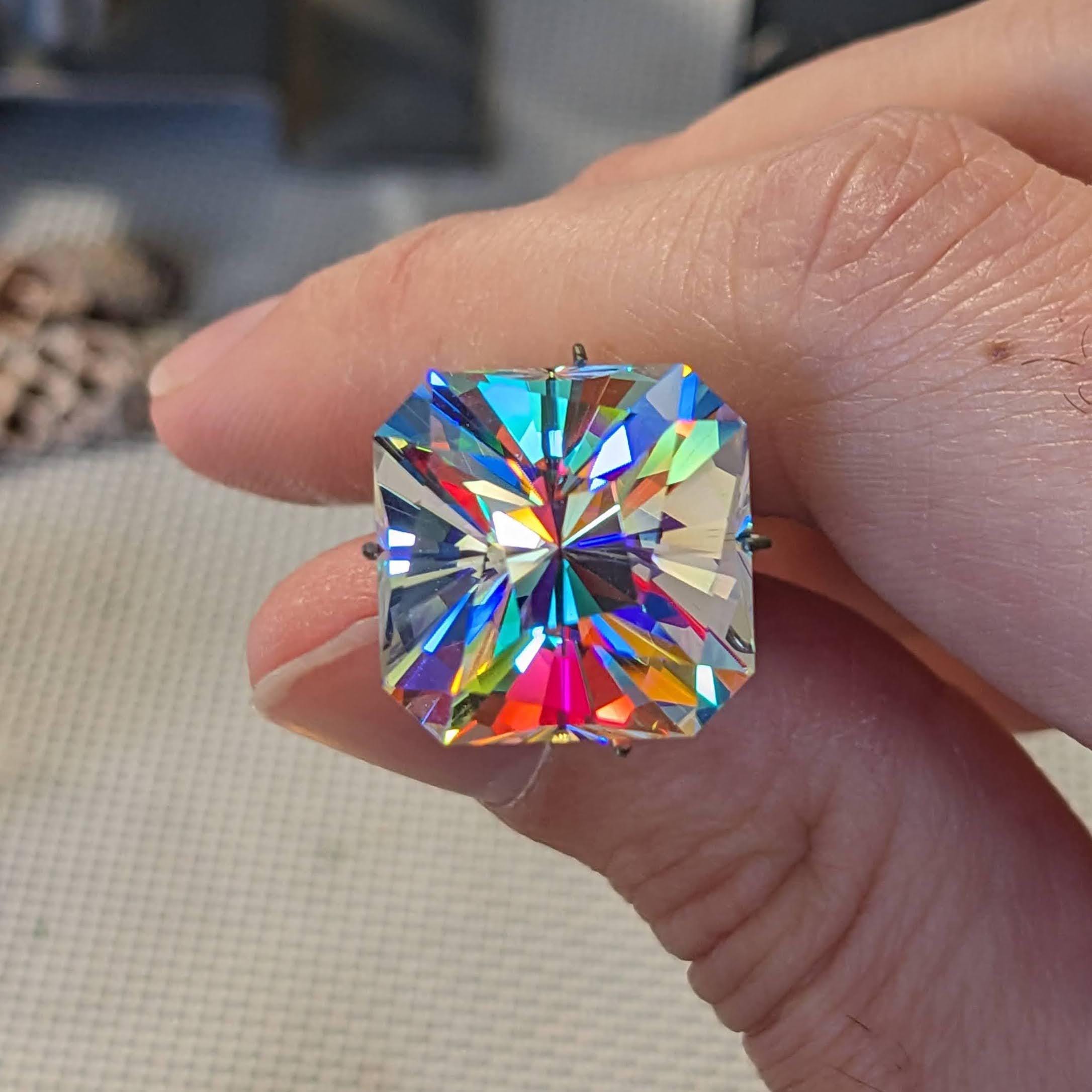 Rainbow Glass Faceted X-cube Prism - Etsy
