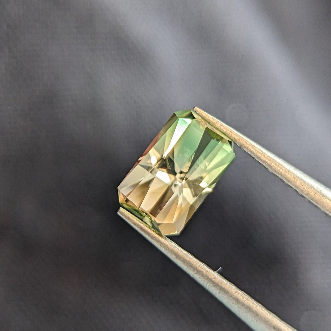 Bicolor Tourmaline Green-tan Loose Faceted Gemstone - Etsy