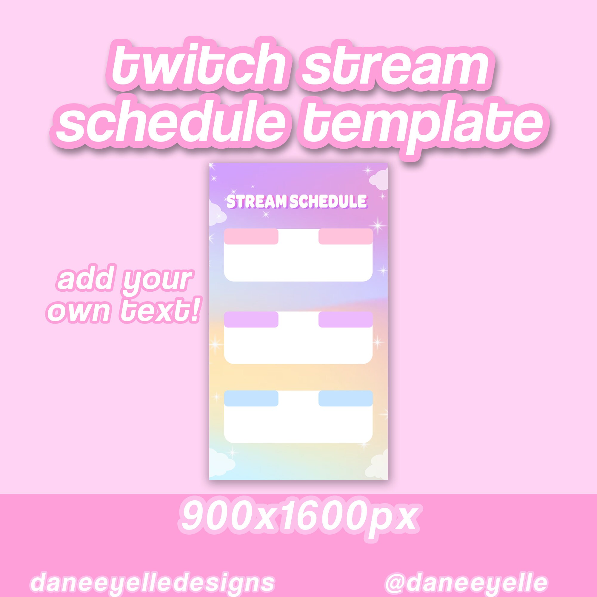 Twitch Stream Schedule Template: Just Add Text Cute, Clouds, Pink ...