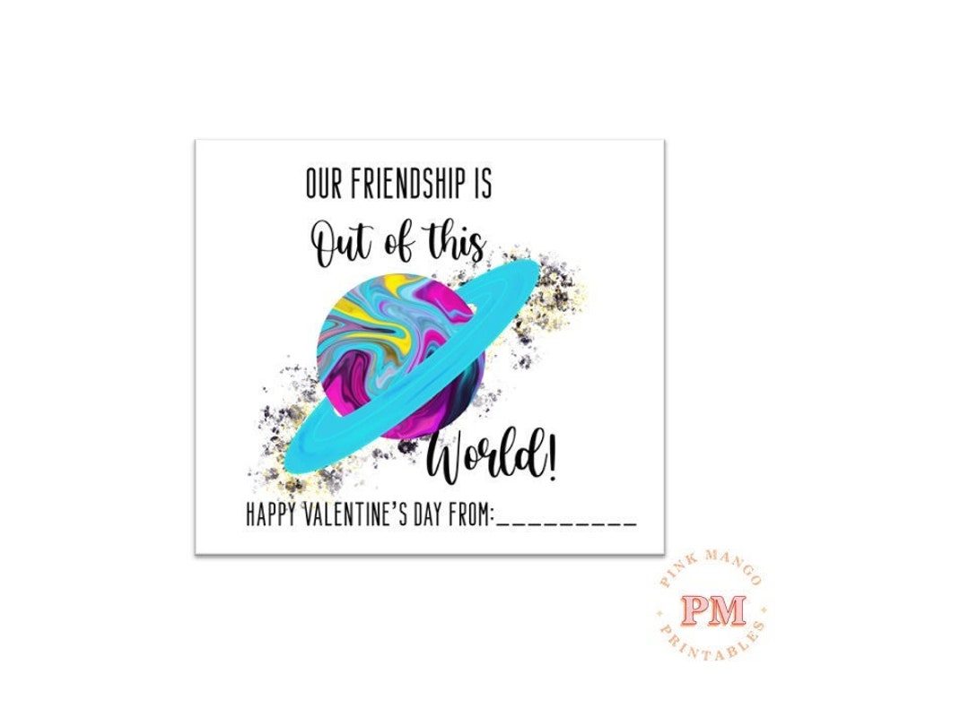 Space Valentine Card Printable, Planet Valentine Card, Printable Class ...