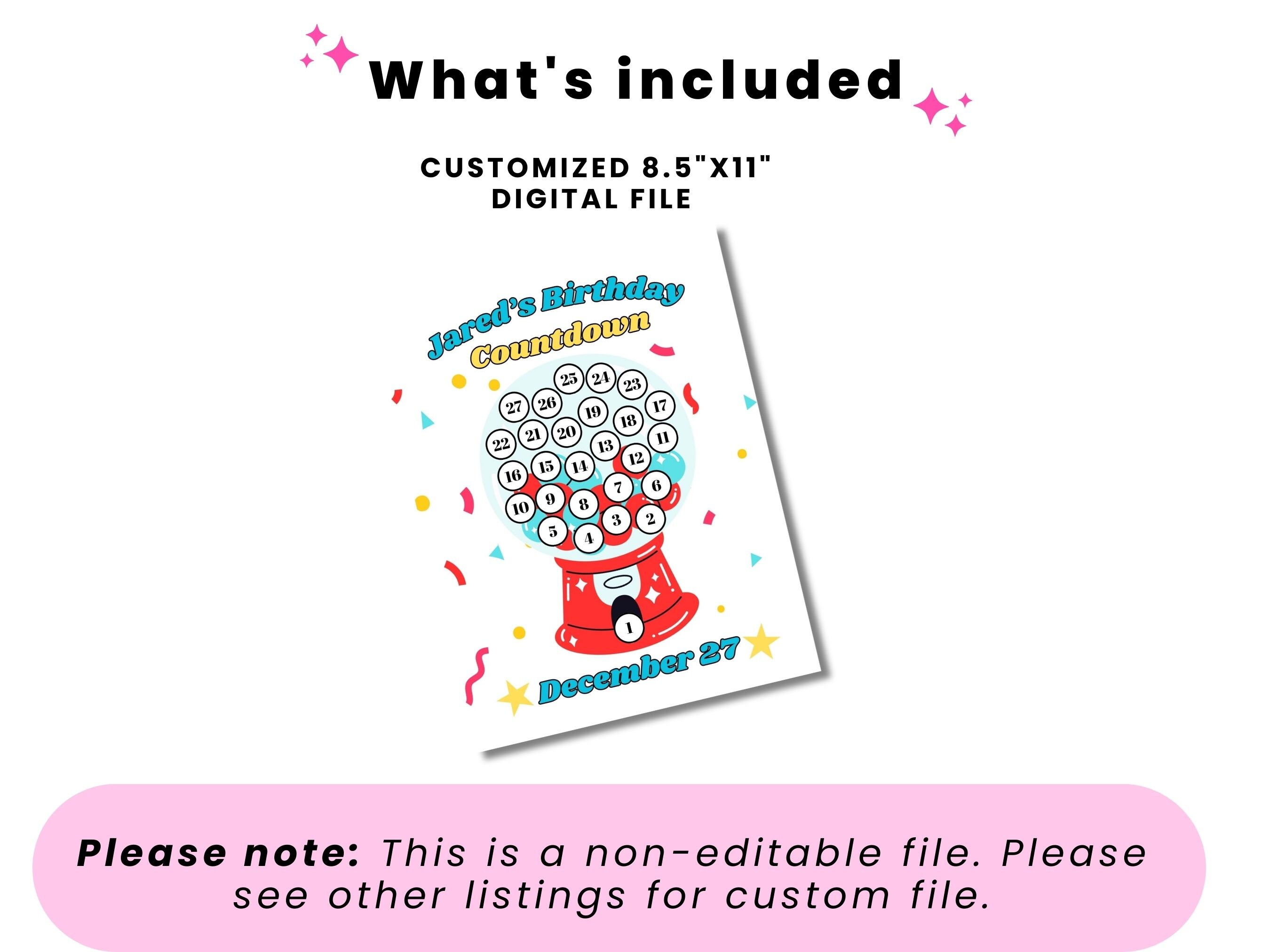 Personalized Gumball Birthday Countdown Printable (digital Download) - Etsy