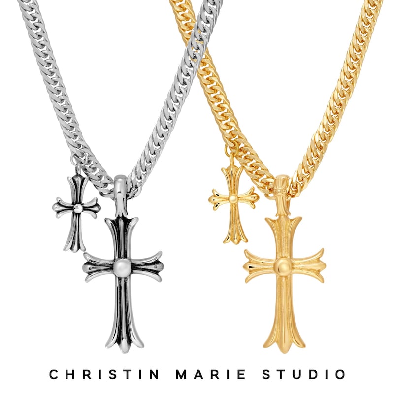 Double Cross Necklace - Etsy