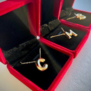 Gold Bubble Initial Necklace - Etsy