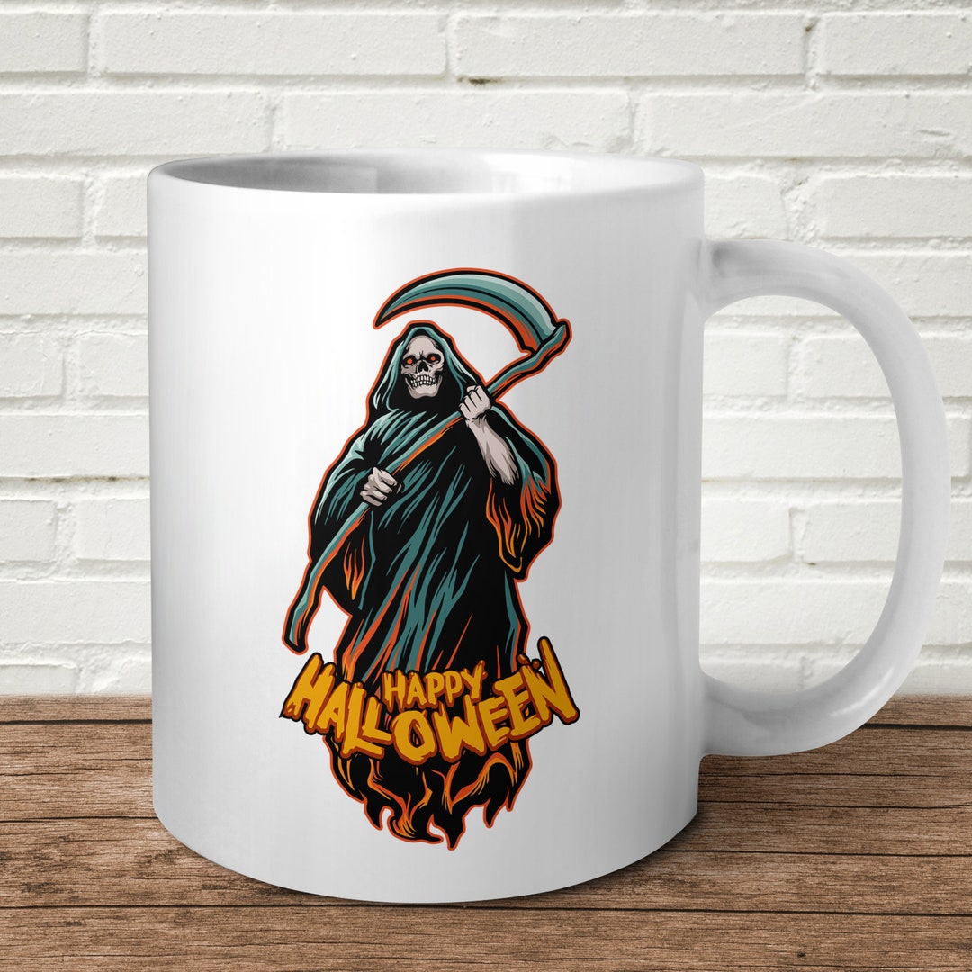 Grim Reaper Mug Gift Happy Halloween Tick or Treat Scary Haunted ...
