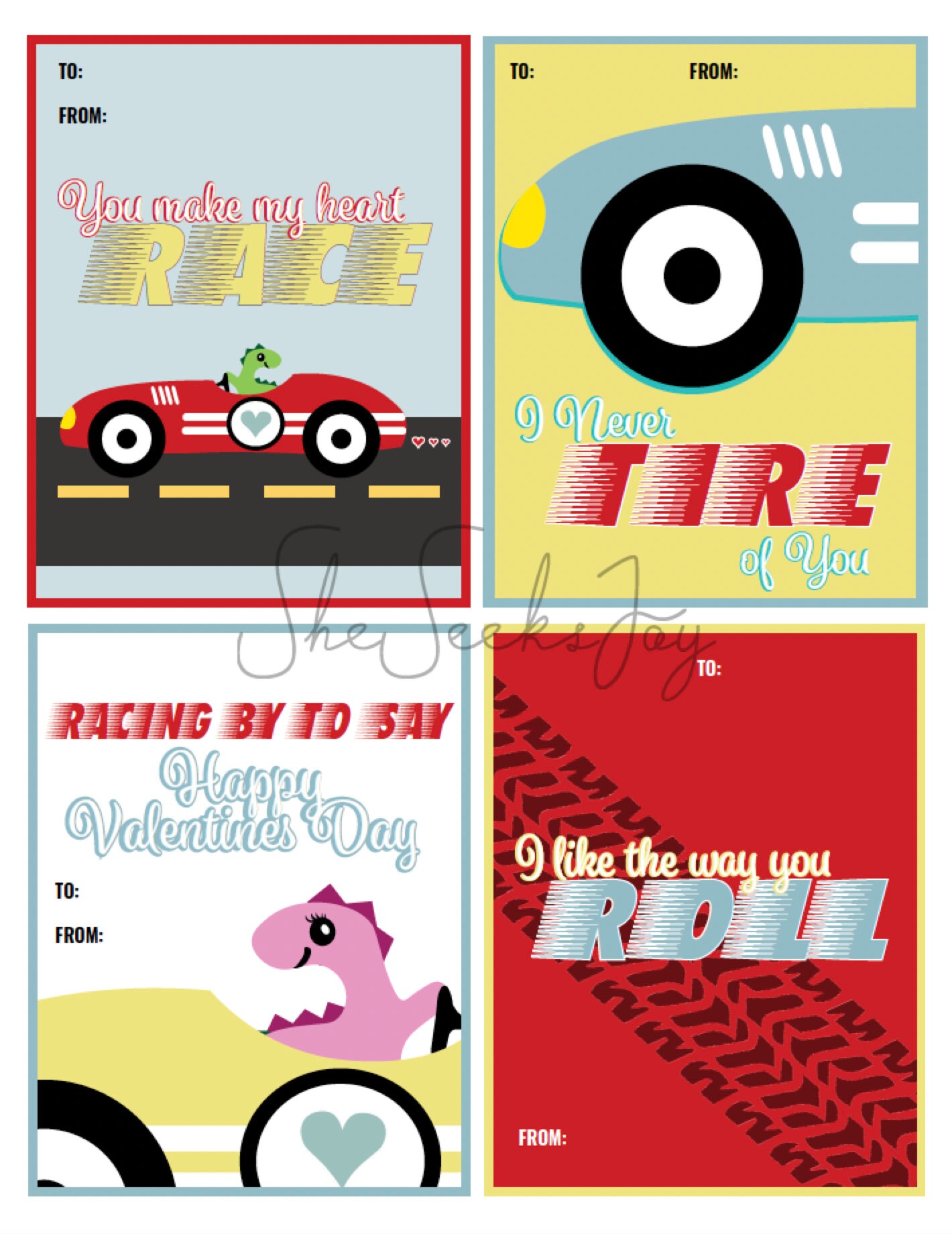Instant Download | Race Car Valentine Card Set | Printable School ...
