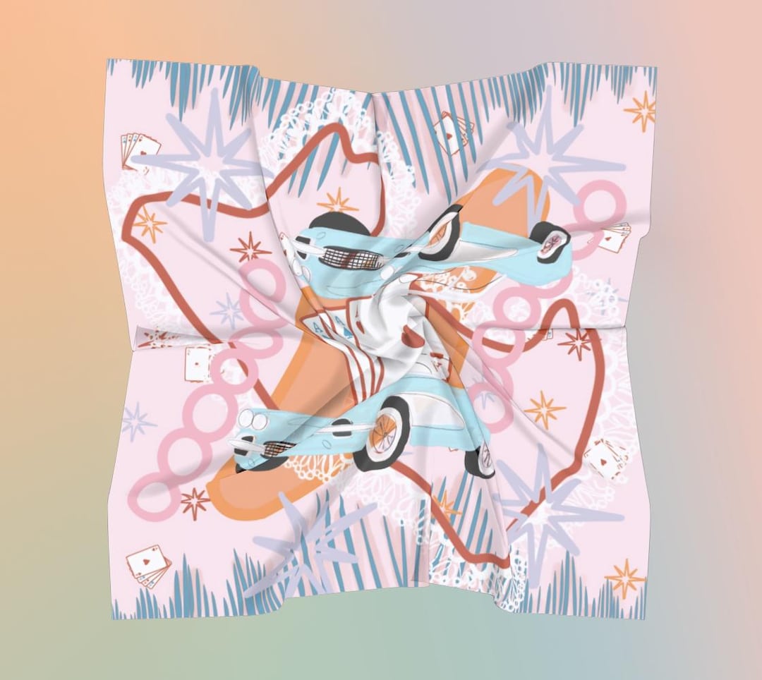Las Vegas F1 Silk Scarf | Hand-drawn Grand Prix Design - Etsy