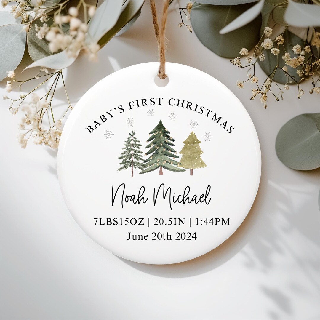 Personalized Baby's First Christmas Ornament 2023, Baby Stats First ...