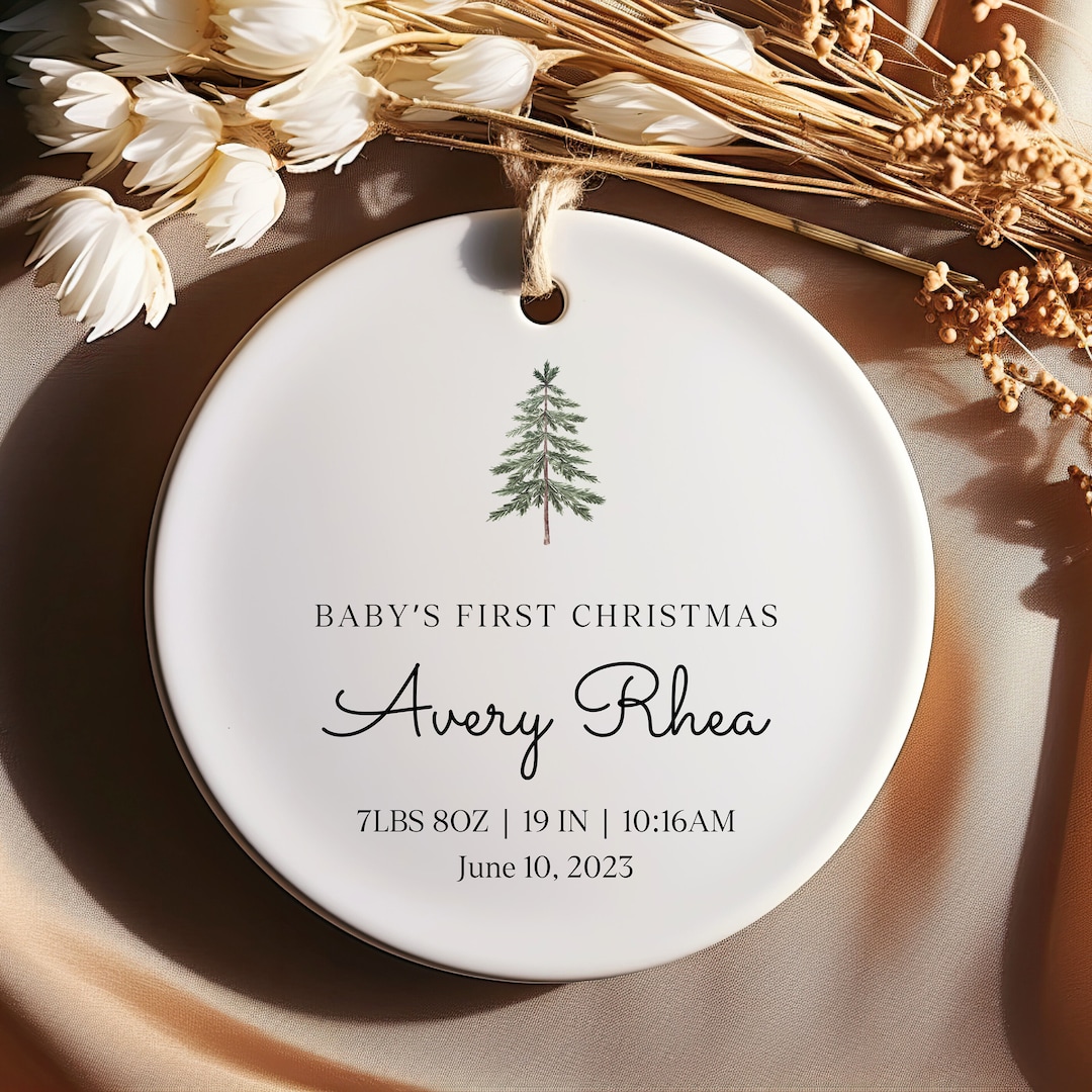 Personalized Baby's First Christmas Ornament 2023, Baby Stats First ...
