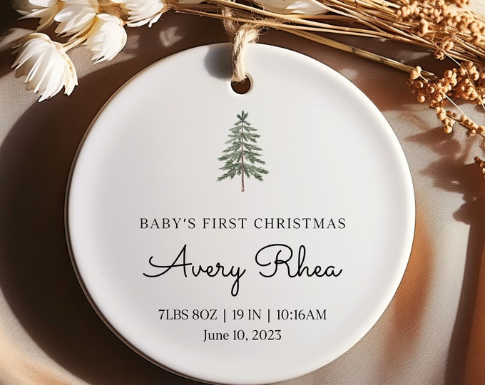 Personalized Baby's First Christmas Ornament 2023, Baby Stats First ...