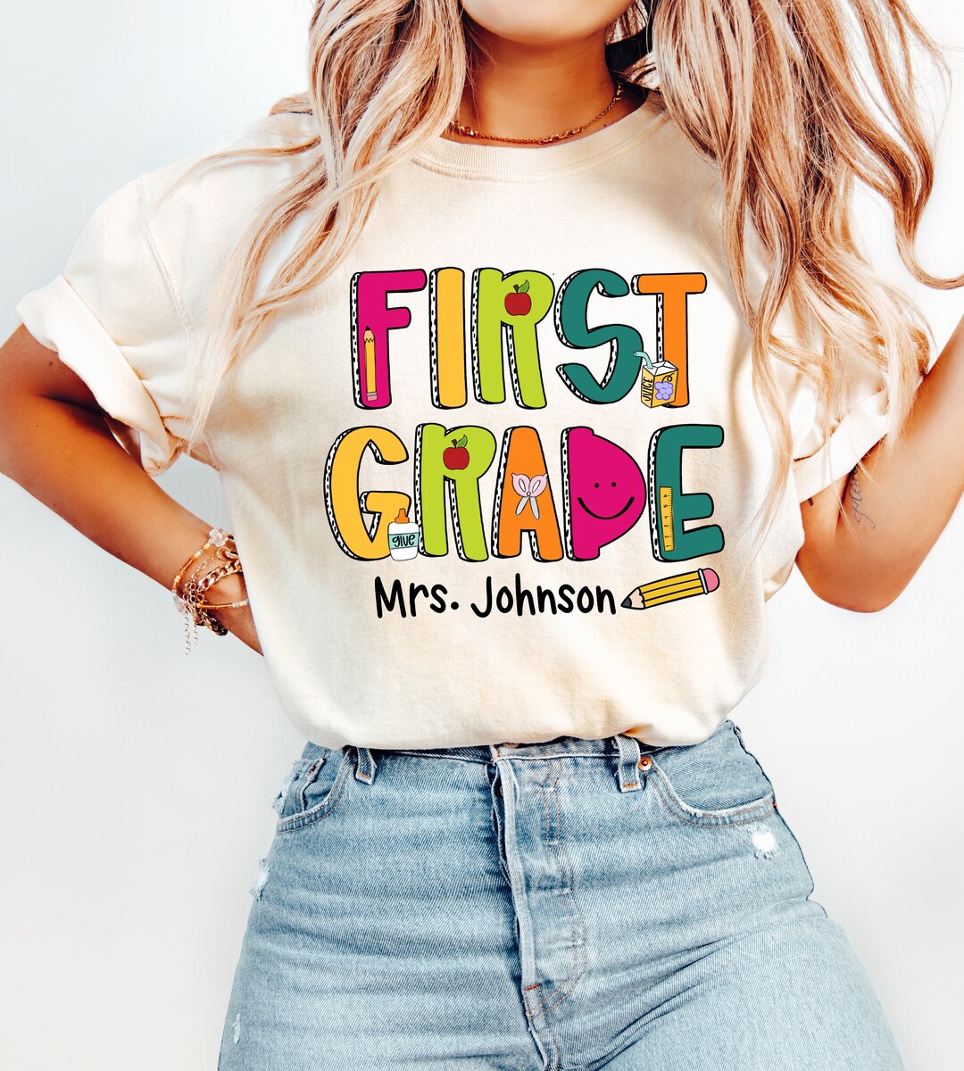 Custom First Grade Teacher Shirt, Comfort Color Teacher Shirt, 1st ...