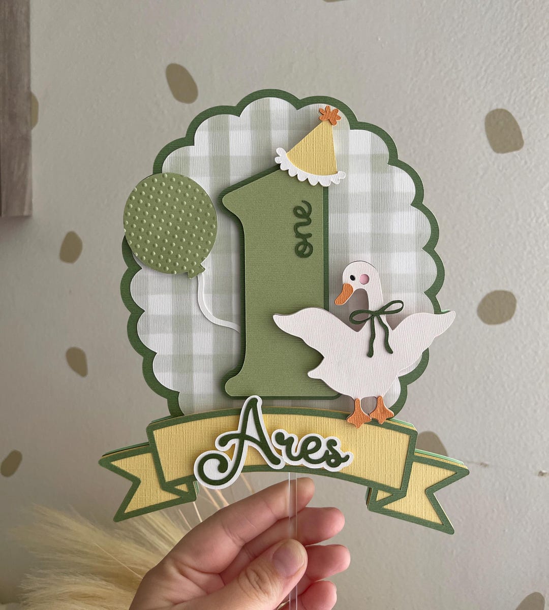 One Silly Goose Cake Topper & Matching Cupcake Toppers | Green - Etsy