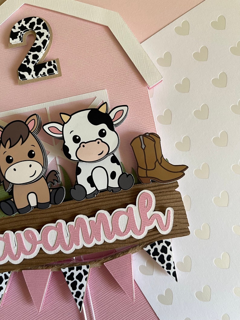 Farm Theme Cake Topper Pink Farm Theme - Etsy